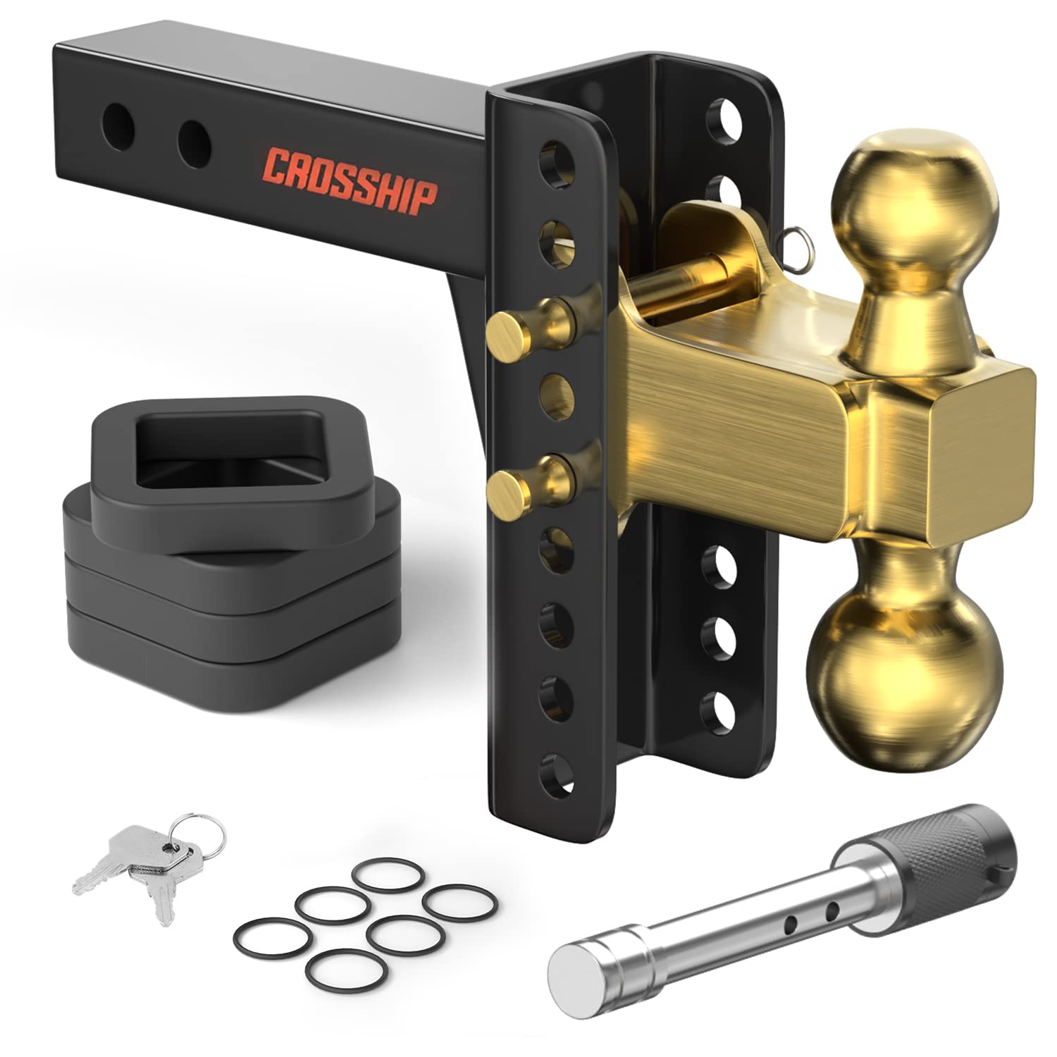CROSSHIP Adjustable Trailer Hitch Solid Ball Mount -Fits 2'' Receiver,